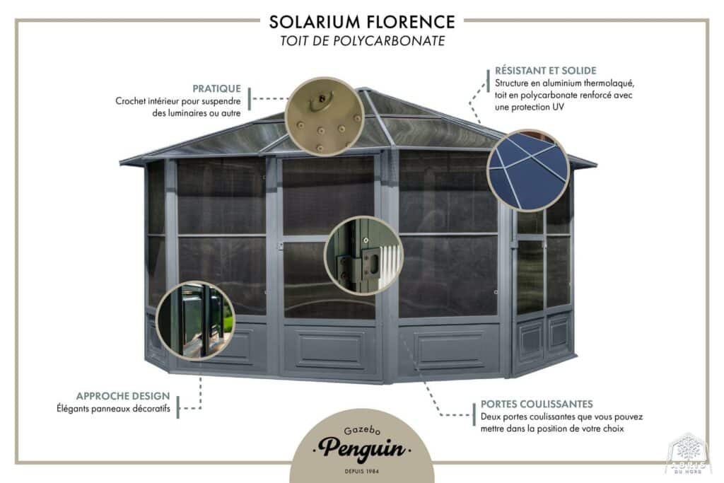 Florence Free Standing Solarium 12x12 Grey With Polycarbonate Roof ...