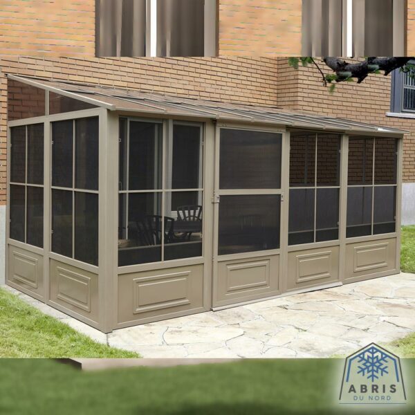 Florence Wall Mounted Solarium 10×16 Beige With Polycarbonate Roof ...