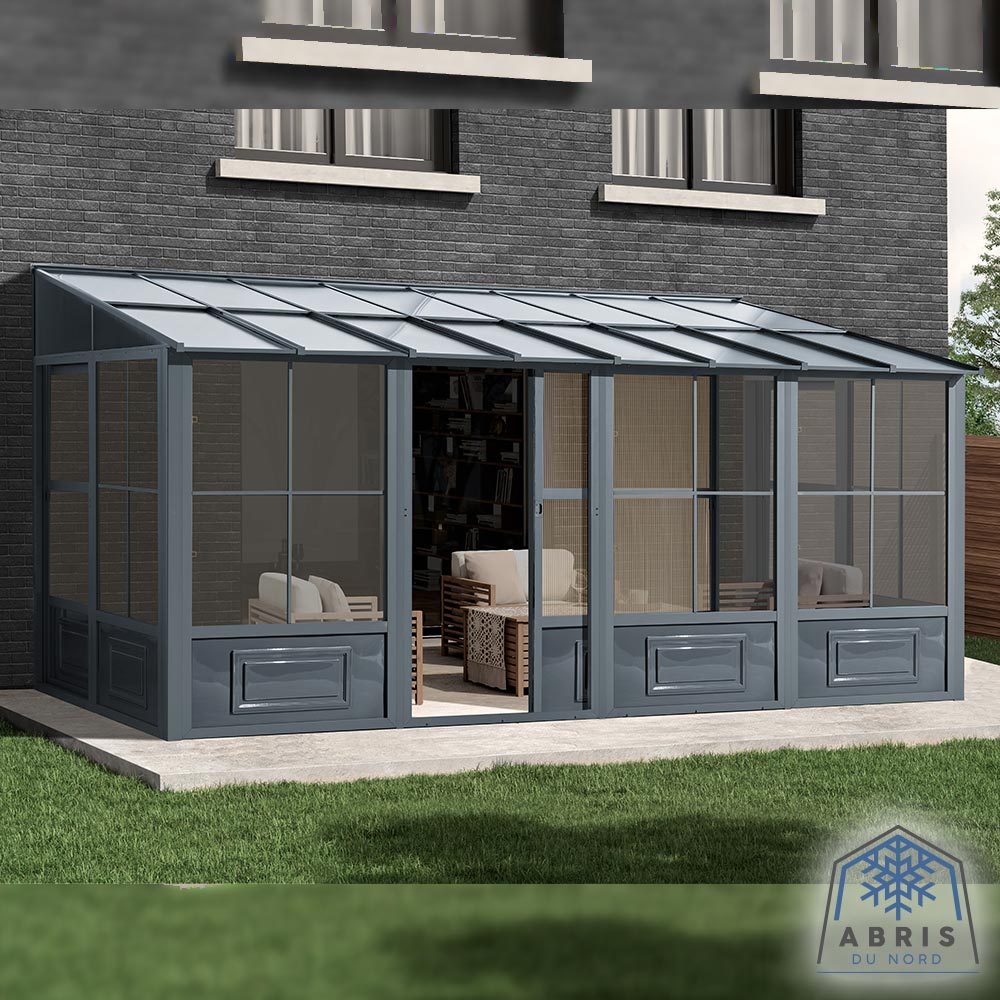 Solarium Florence Mural 8×16 Gris Avec Toît en Polycarbonate – Abris Du ...