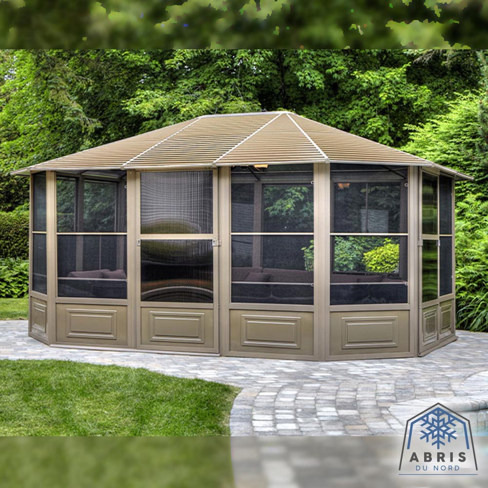 Florence Freestanding Solarium 12×15 Beige With Metal Roof – Abris Du Nord