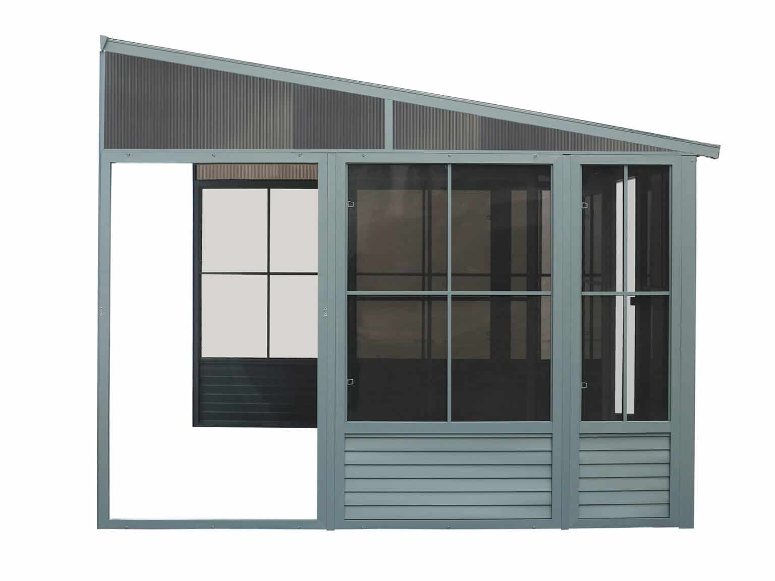 Florence 10x16 Grey Wall Mounted Solarium With Metal Roof - Abris Du Nord