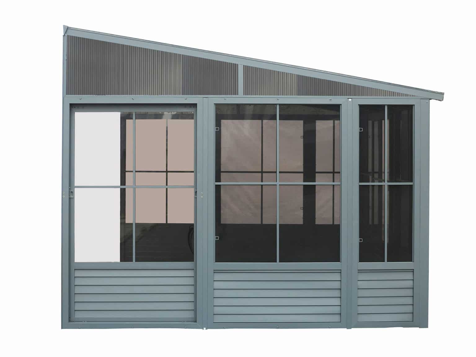 Florence 10x16 Grey Wall Mounted Solarium With Metal Roof - Abris Du Nord